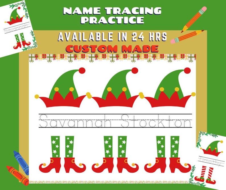 Elf Personalized Name Tracing Sheet, Custom Name Trace, Preschool ...