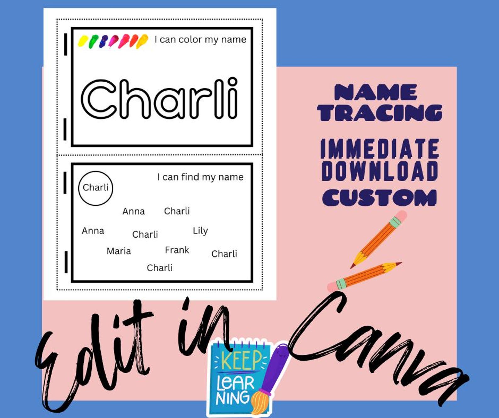 Personalized Name Tracing Book Sheet, Custom Name Trace, Preschool ...