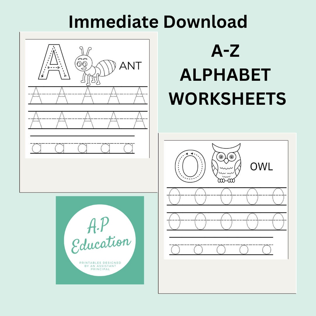 Alphabet Tracing Worksheets Printable Instant Download Letters Prek ...
