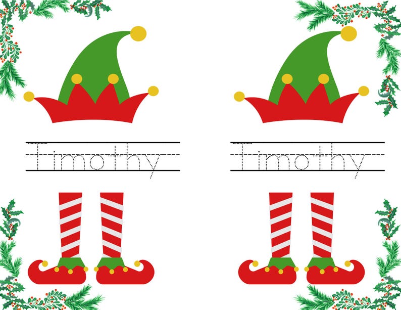 Elf Personalized Name Tracing Sheet, Custom Name Trace, Preschool ...