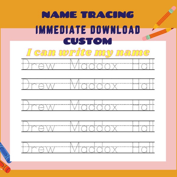 Custom Name Tracing Sheet Handwriting Practice Sheet Custom ... Custom Name Tracing Sheet Handwriting Practice Sheet Custom ...