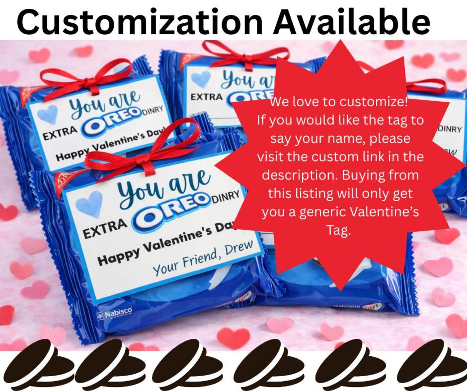 Oreo Valentine's Day Treat Tag, Printable Classroom Cards (PDF ...