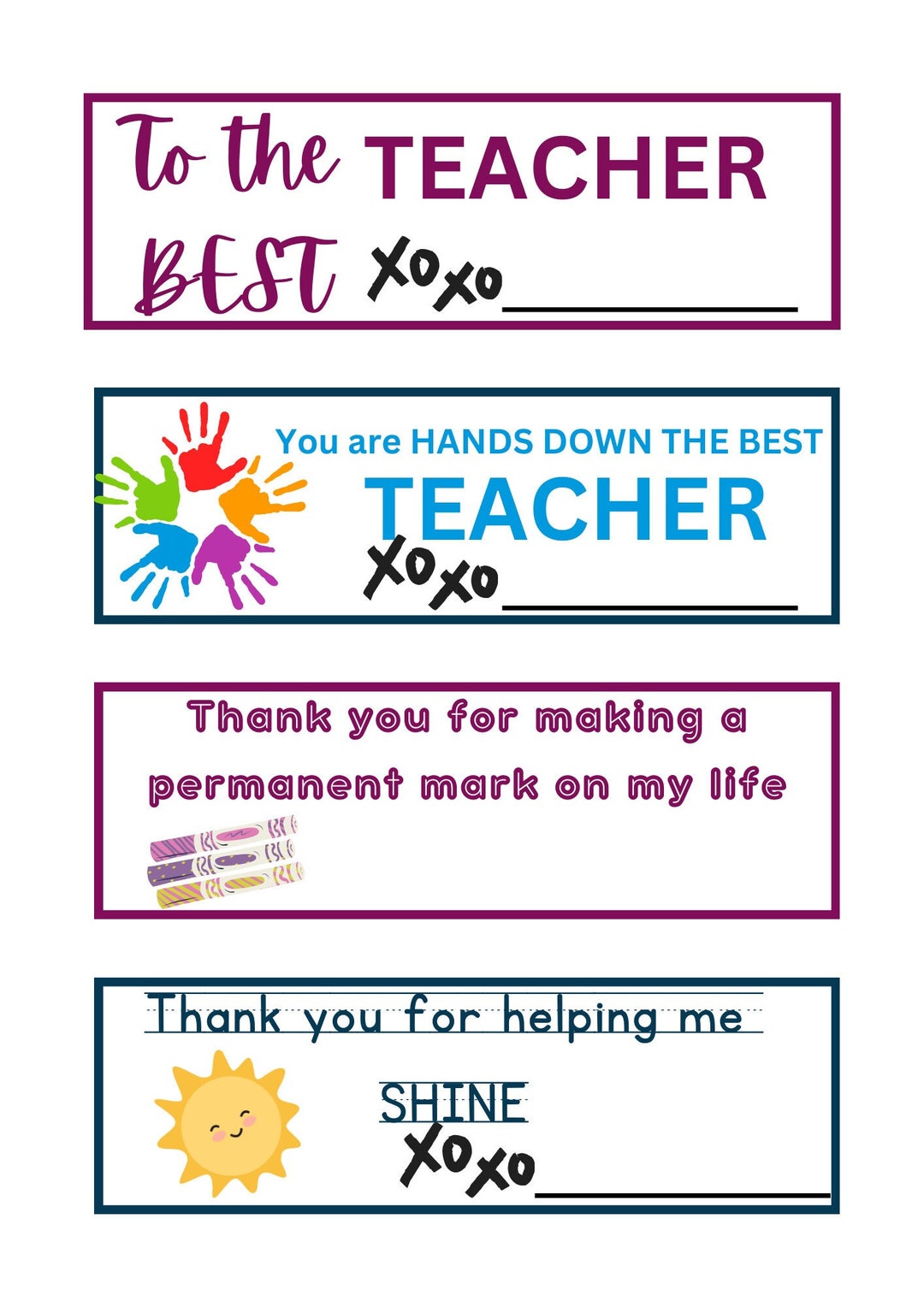 Teacher Appreciation Printable Tags, Tags for Teacher Appreciation Week ...
