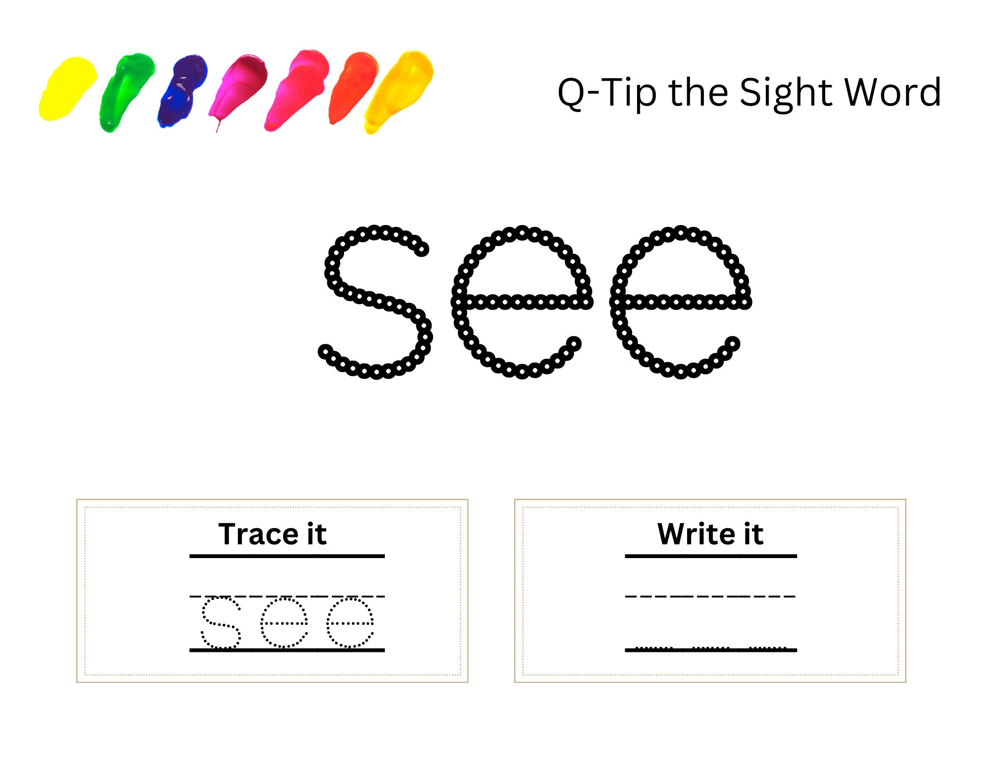 Sight Word Tracing Practice, Handwriting Practice, Spelling Practice ...