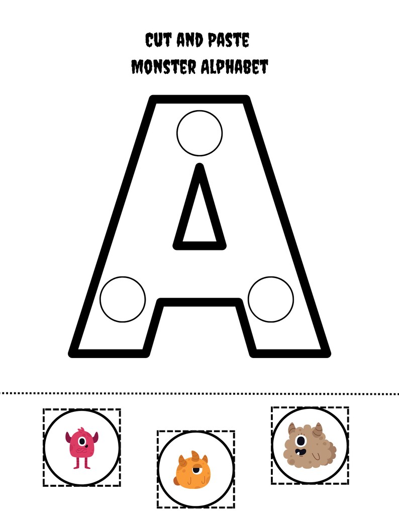 Alphabet Worksheets, Monster Themed, Cut and Paste, Letter of the Day ...