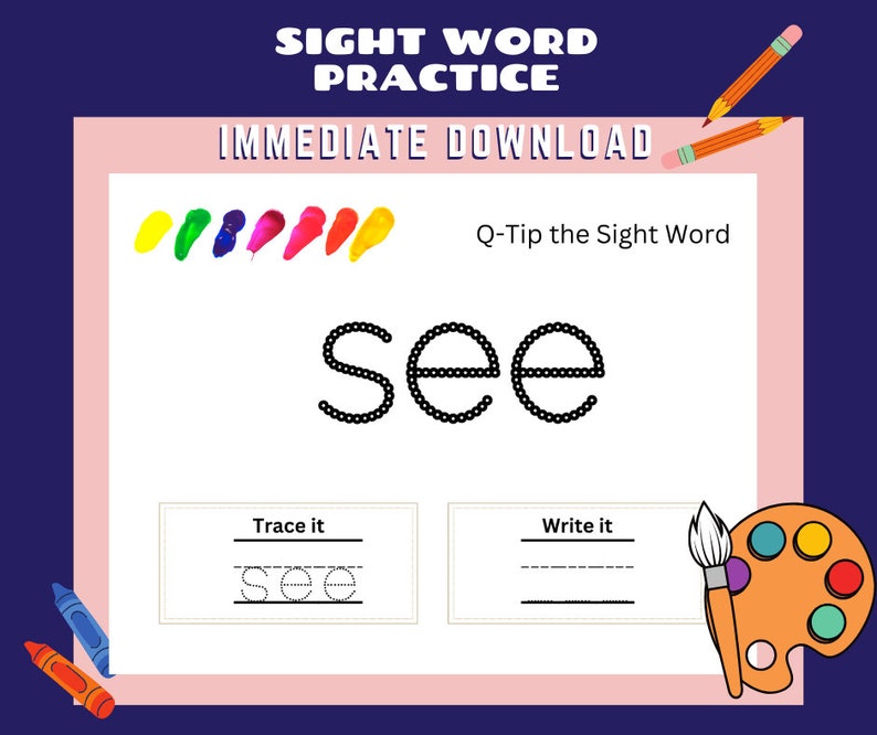 Sight Word Tracing Practice, Handwriting Practice, Spelling Practice ...