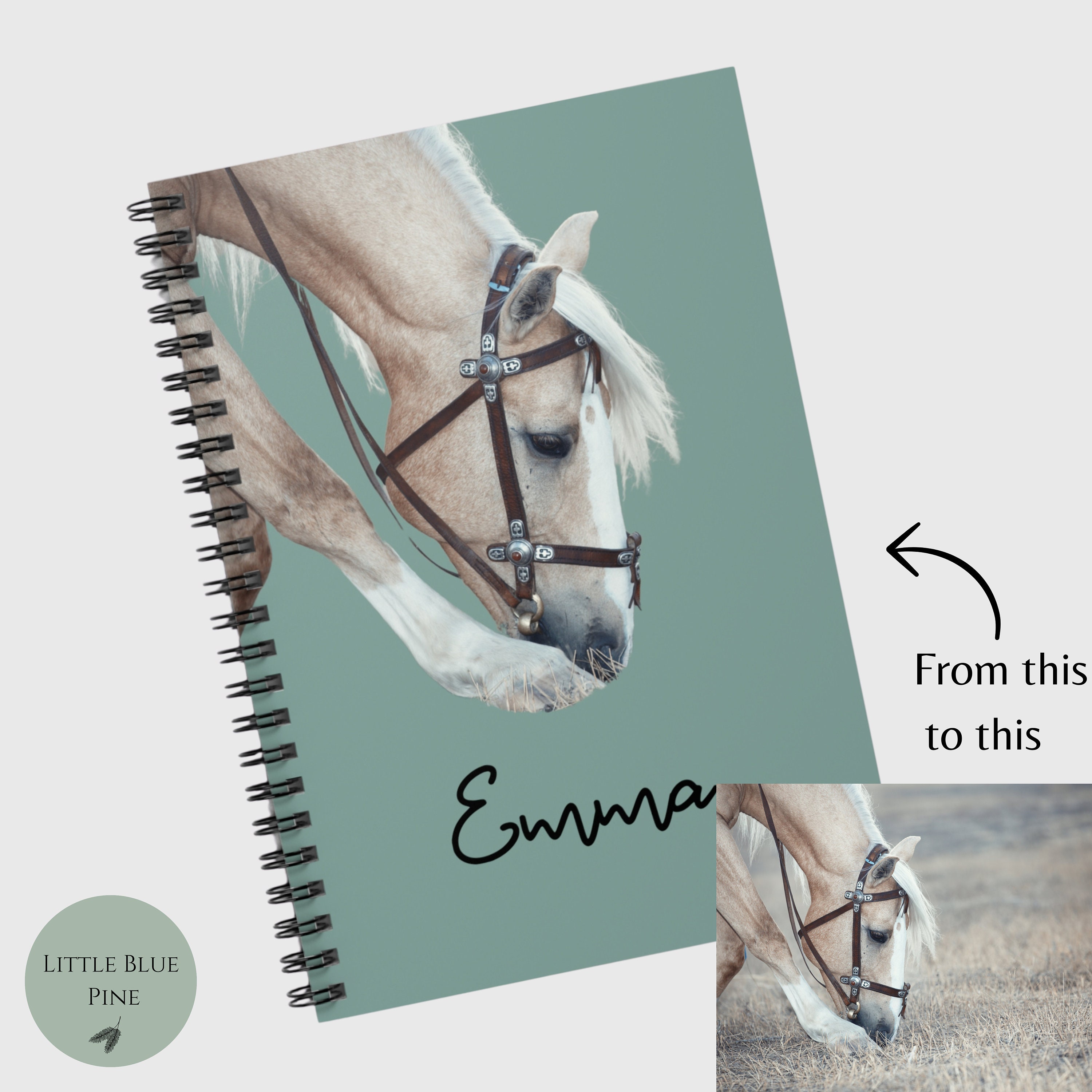 Personalized Note Book, Custom Horse Photo Spiral Notebook ...