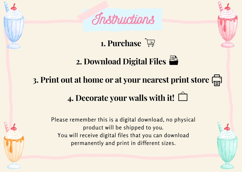 RETRO Milkshake Inspired Art Piece, PRINTABLE Posters in Pastel Colors ...