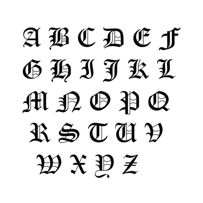 Old English Font: SVG DXF Files for Plasma, Laser Cut (digital Download ...