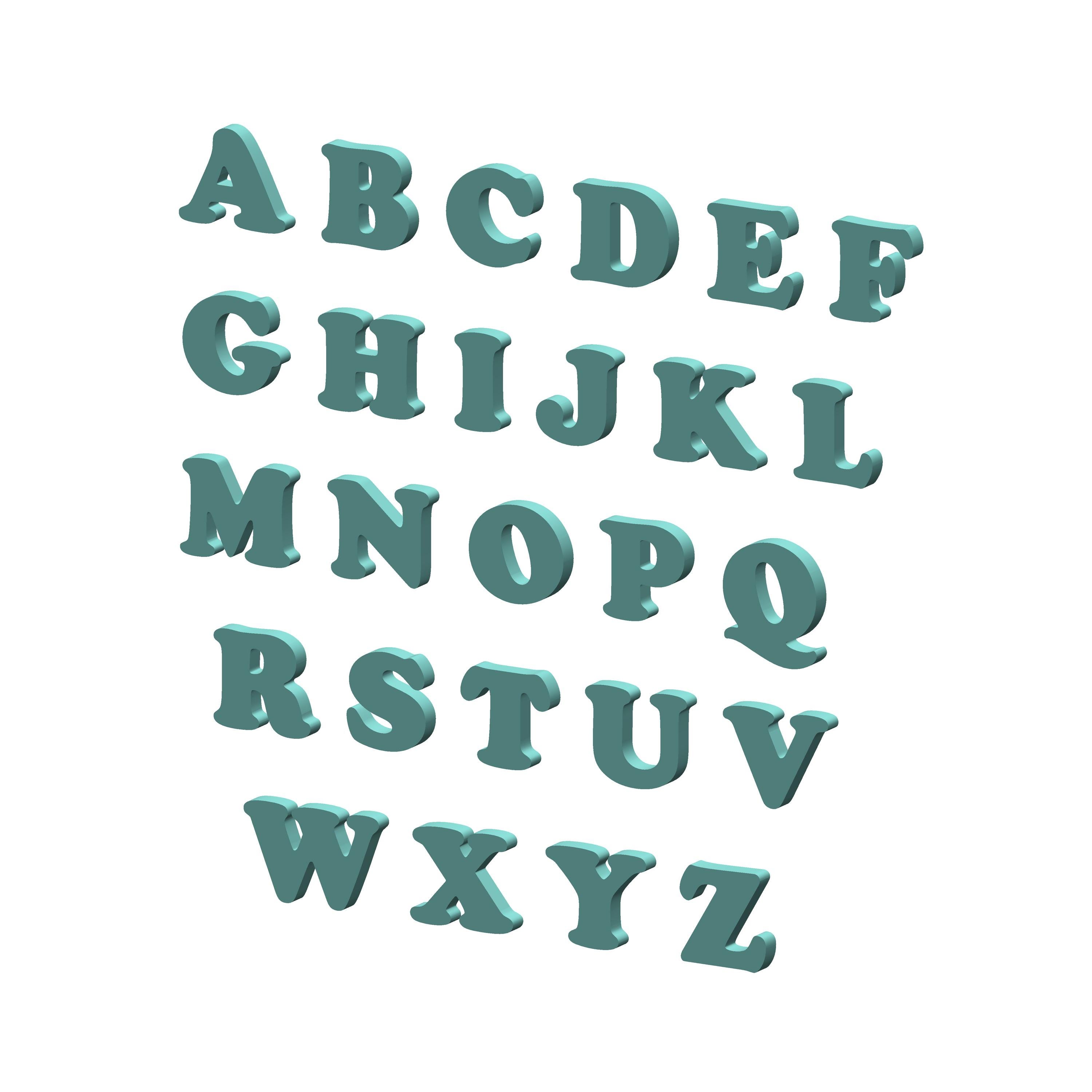 3D Alphabet Letters Stl Files for 3D Printing / 3D Print Font Stl Files ...