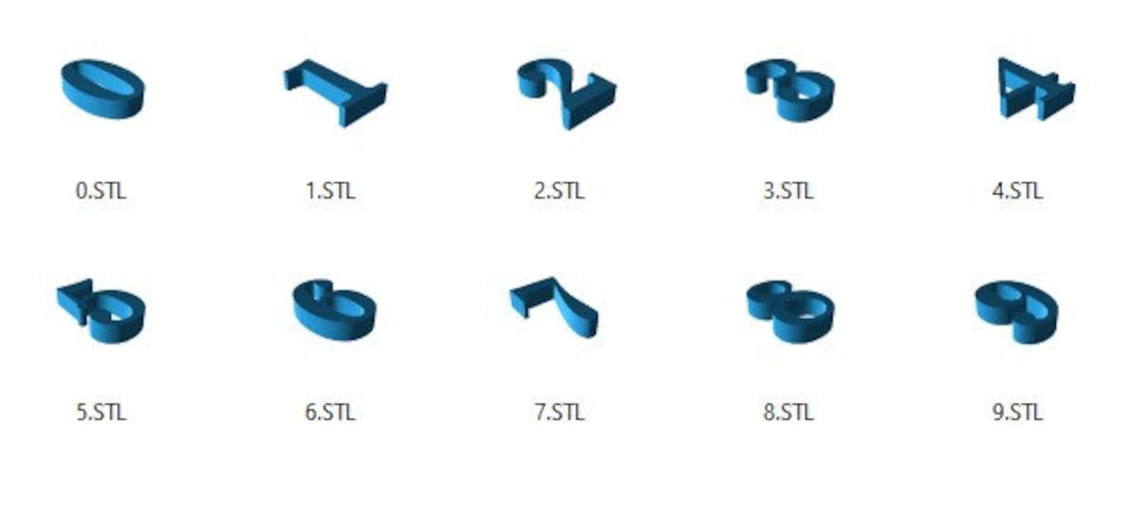 3D Print Numbers STL Files: Full Set 0-9 (digital Files) - Etsy