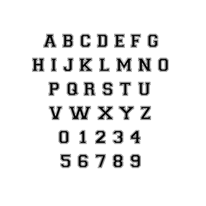 Varsity Font Alphabet & Numbers: SVG, DXF, PNG Files (digital Download ...