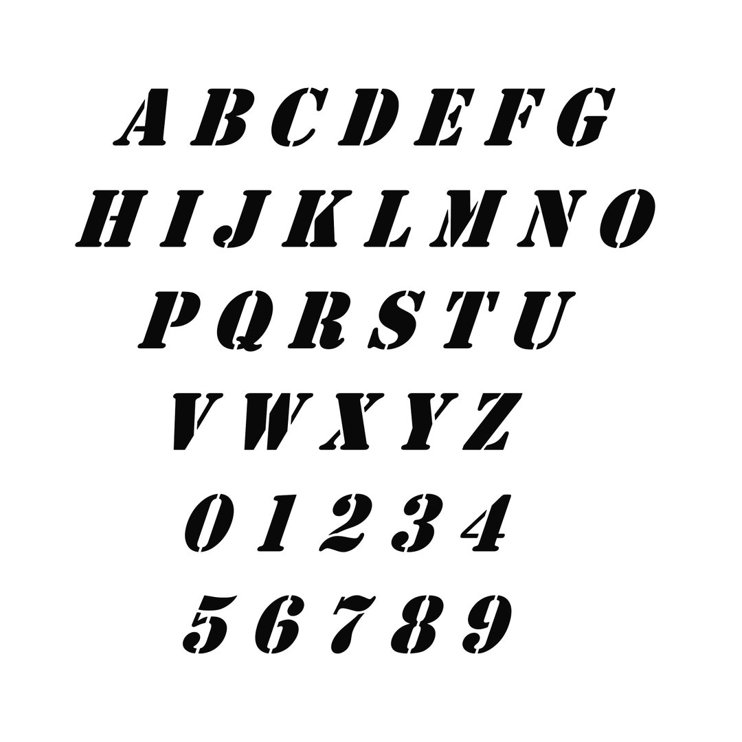 Stencil Italic Letters and Numbers Dxf Svg Files / Stencil Font ...
