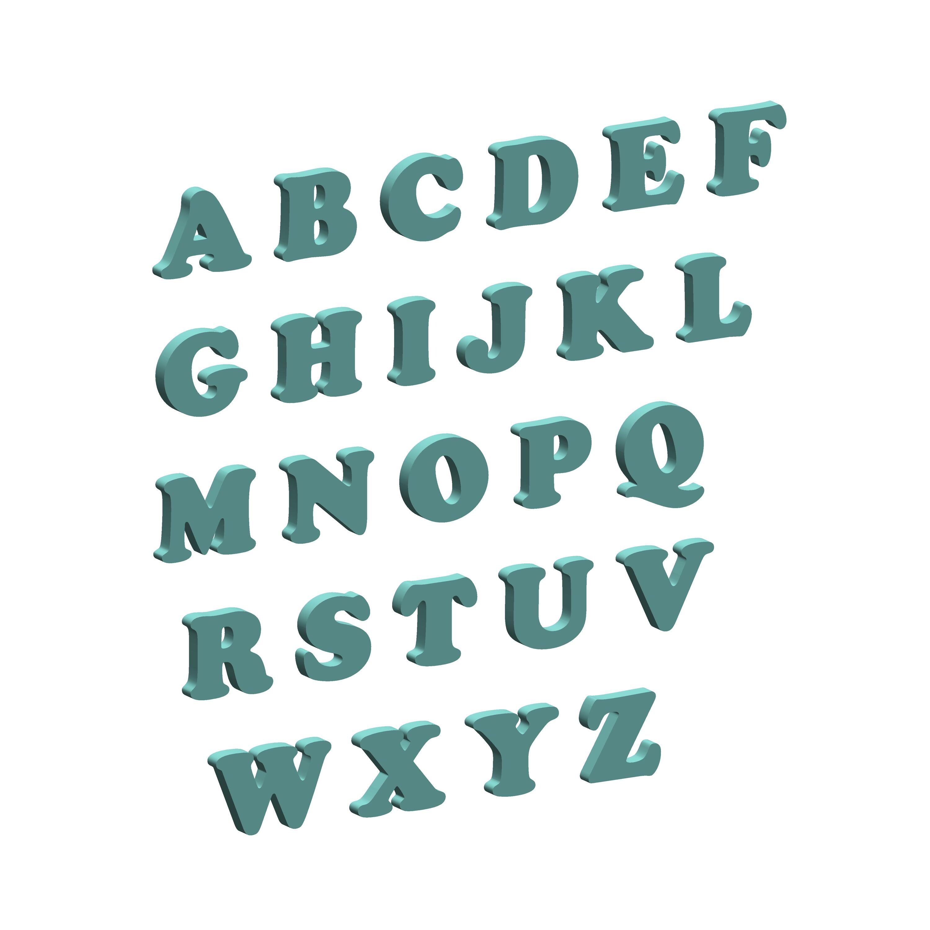 3D Alphabet Letters Stl Files for 3D Printing / 3D Print Font Stl Files ...