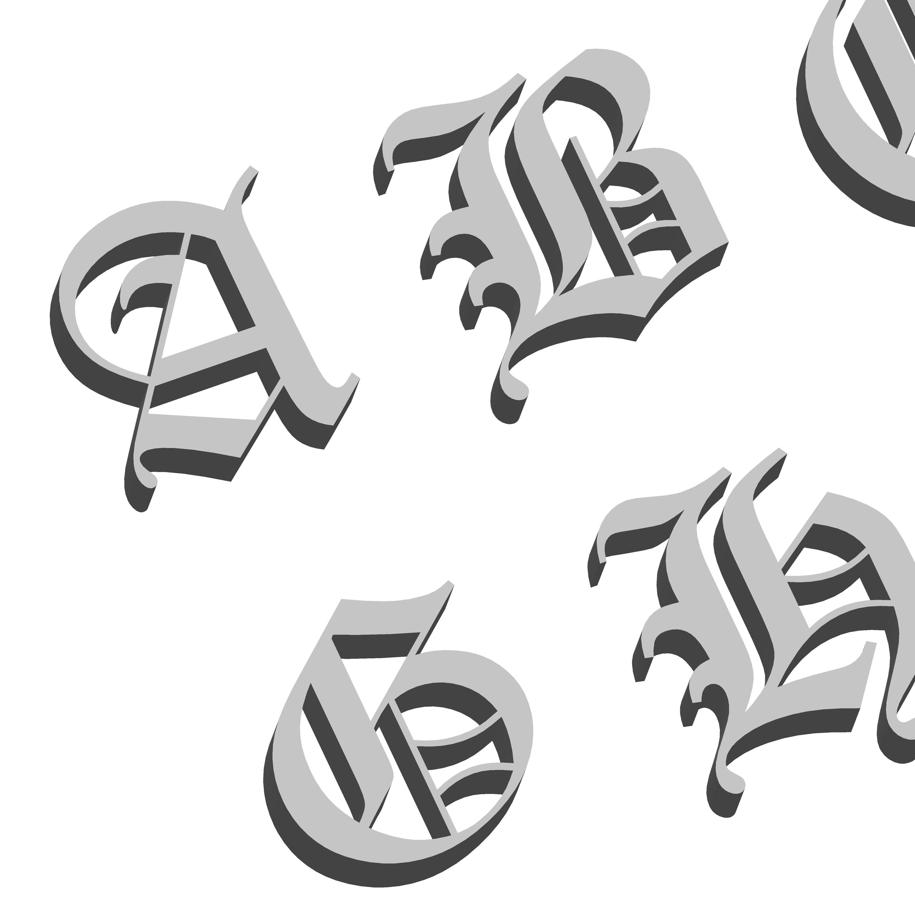 Old English Font STL Files: 3D Printing Alphabet (digital) - Etsy