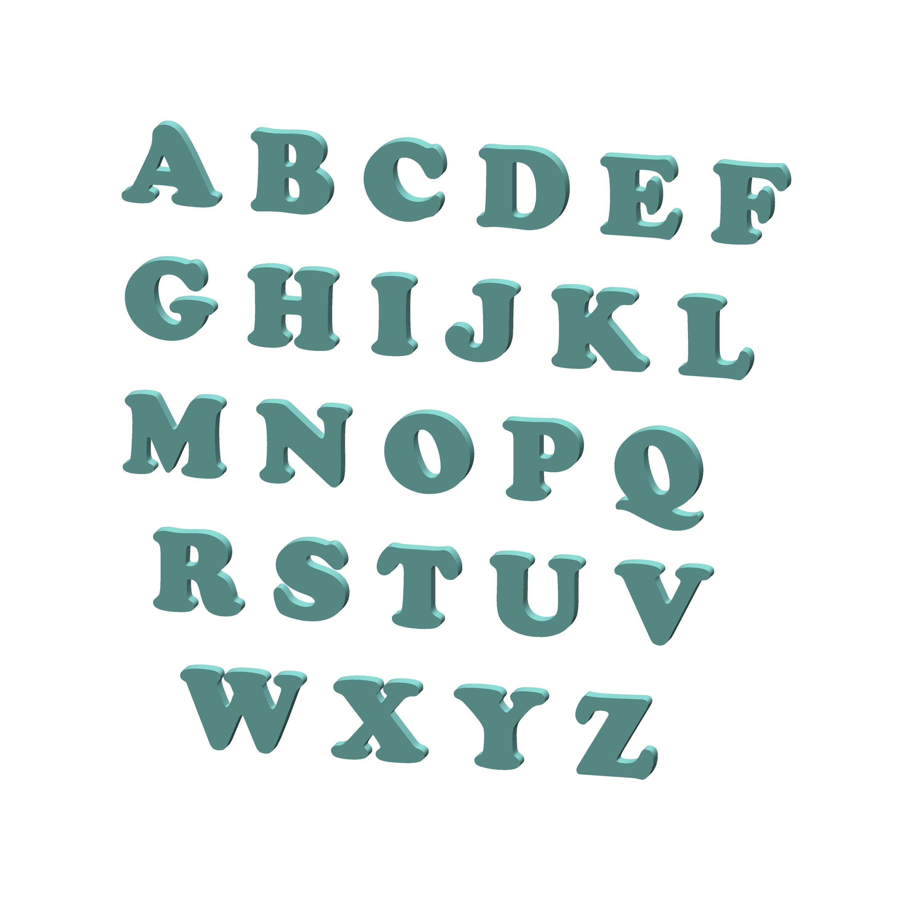 3D Alphabet Letters Stl Files for 3D Printing / 3D Print Font Stl Files ...