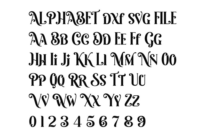 Alphabet Letters and Numbers Dxf Svg Files / Plasma Letters Dxf Files ...