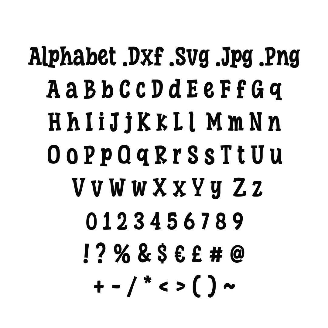 Laser Cut Font Svg Dxf Png Jpg Files | Laser Cut Alphabet Numbers ...
