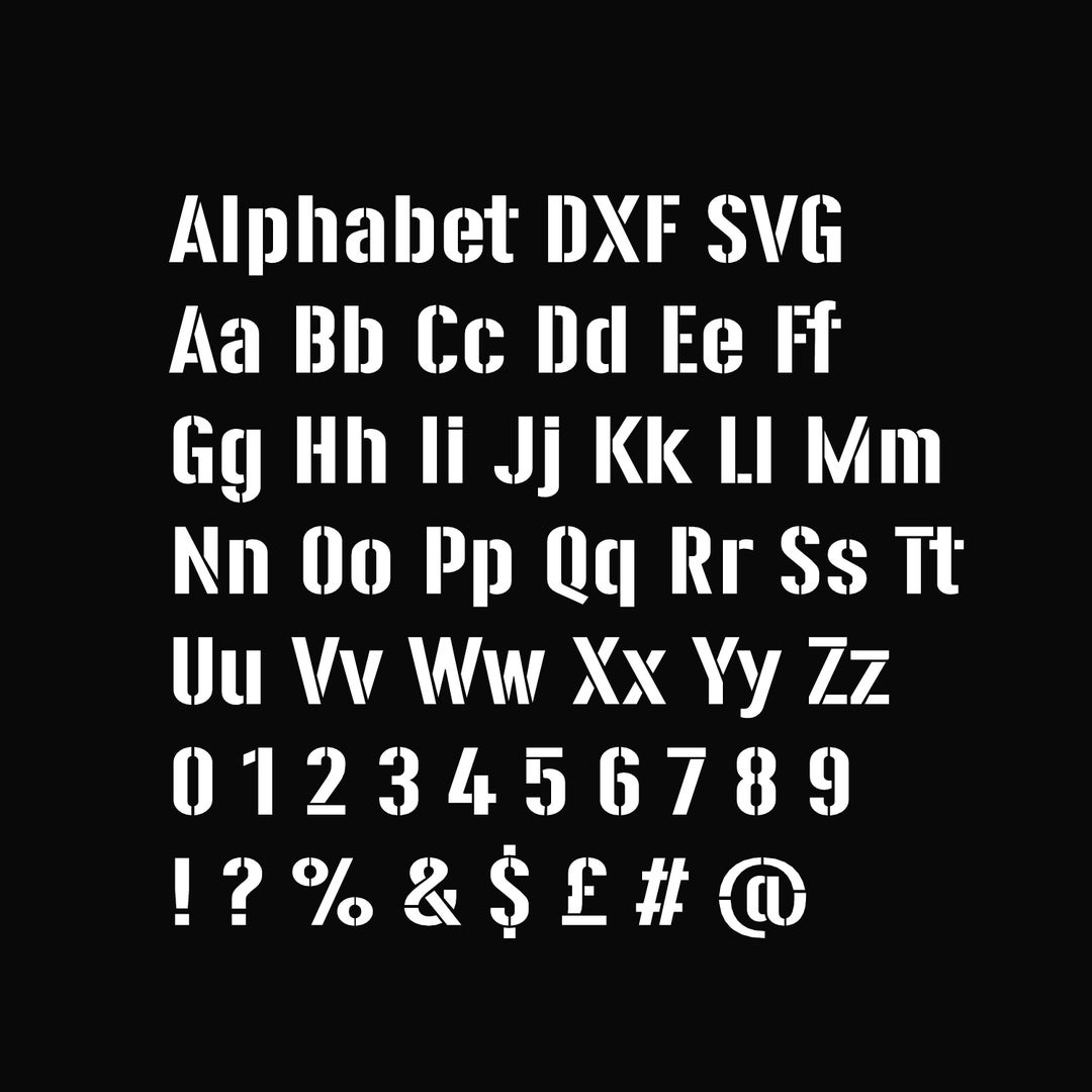 Stencil Alphabet Letters and Numbers Dxf Svg Files / Dxf Font Files for ...
