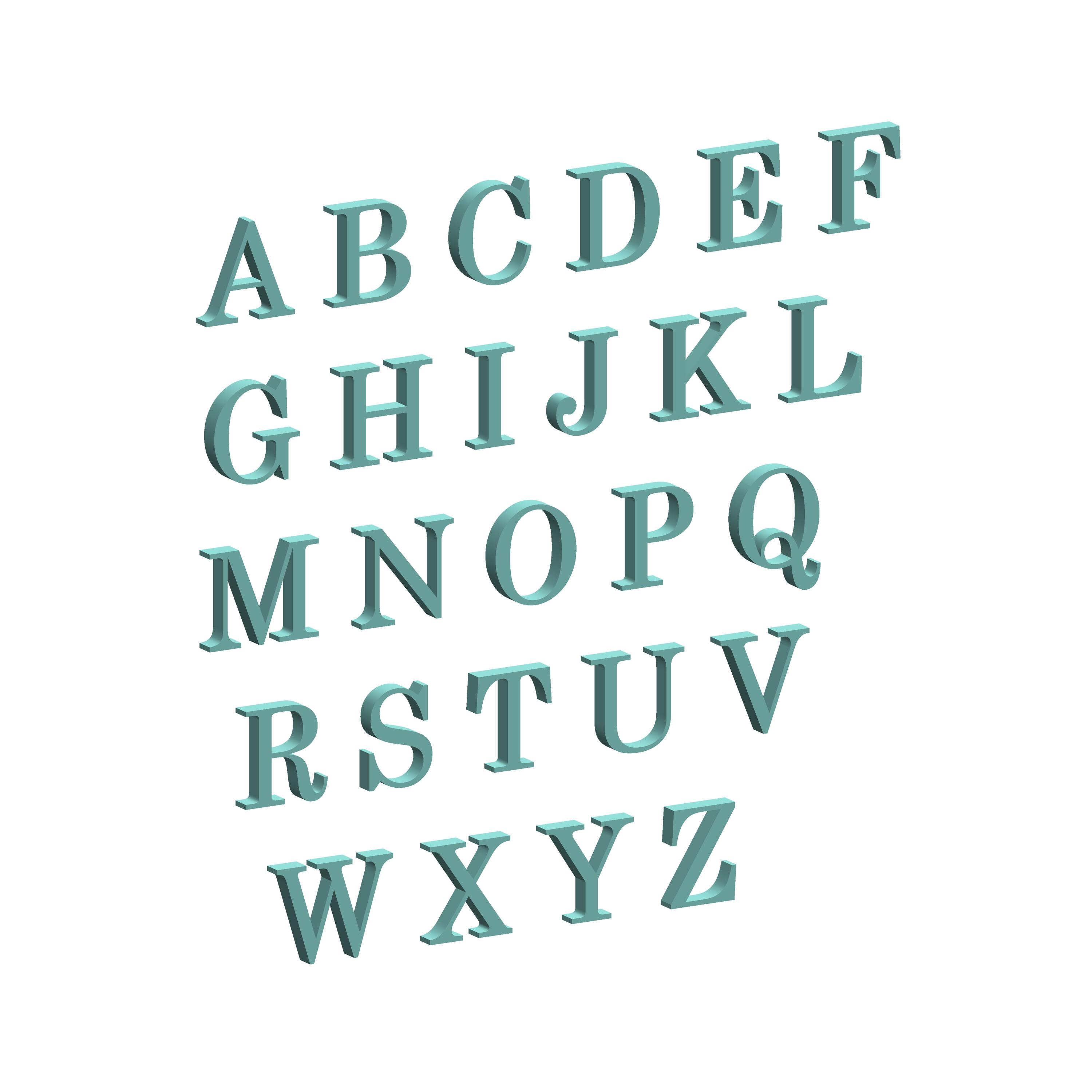 3D Alphabet Letters Stl Files for 3D Printing / 3D Print Font Stl Files ...