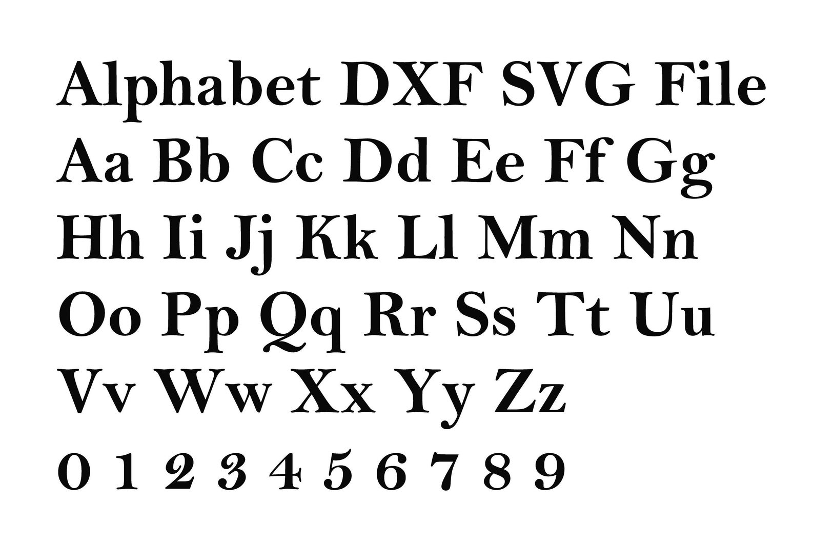 Alphabet Letters and Numbers Dxf Svg Files / Plasma Letters Dxf Files ...