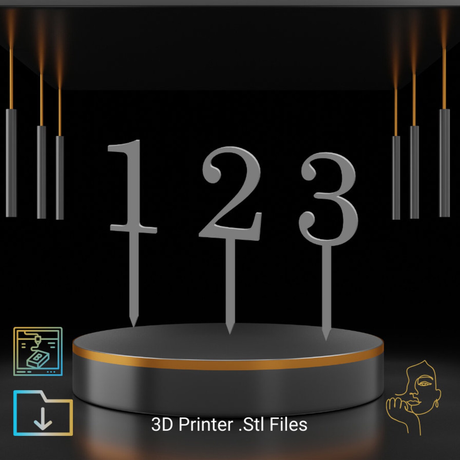 3D Printer Cake Topper Number STL Files (digital Download) - Etsy