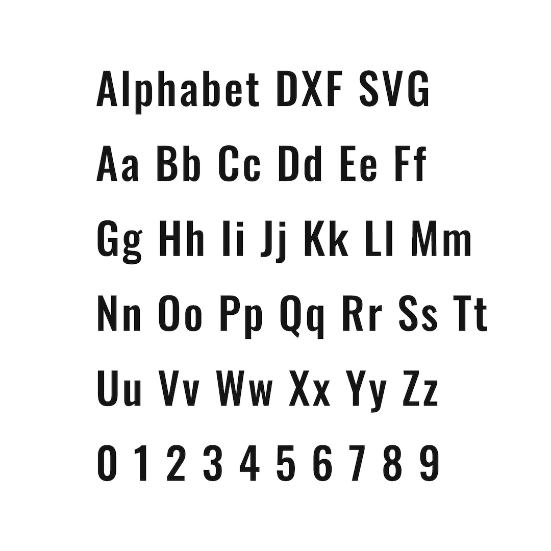 Alphabet Letters and Numbers Dxf Svg Files / Dxf Font Files for Plasma ...