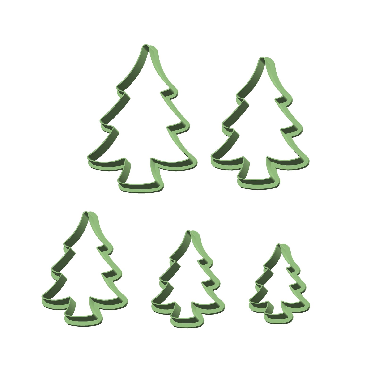 Christmas Tree Cookie Cutter STL Files for 3D Printing (5 Size ...