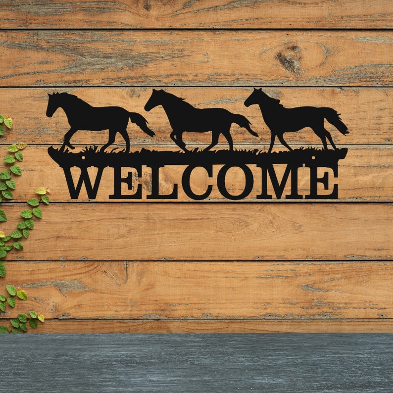 Running Horses Welcome Sign: CNC Plasma Cut Files (digital Download) - Etsy