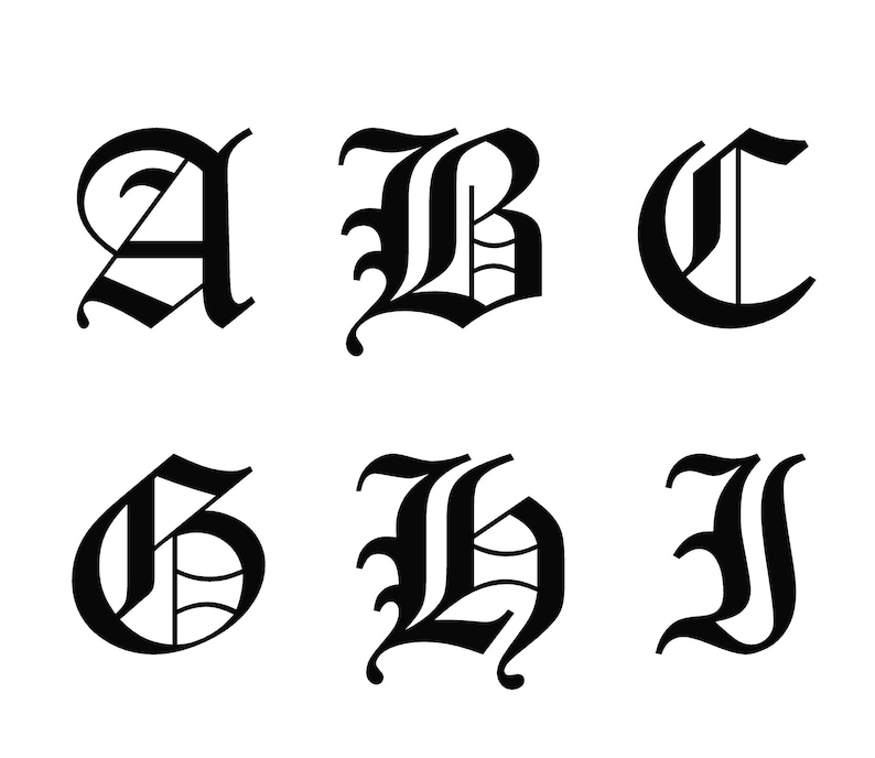 Old English Font Letters Dxf Svg Files / Dxf Font Files for Plasma ...