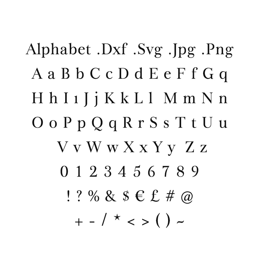 Laser Cut Font Svg Dxf Png Jpg Files | Laser Cut Alphabet Numbers ...