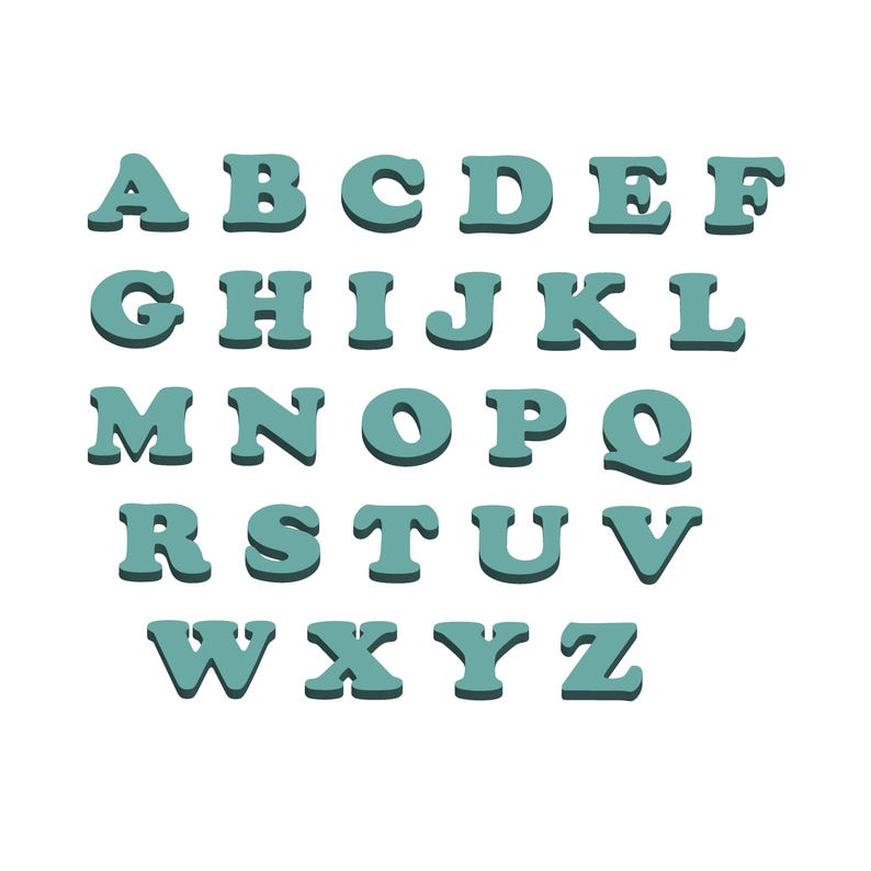 3D Alphabet Letters Stl Files for 3D Printing / 3D Print Font Stl Files ...