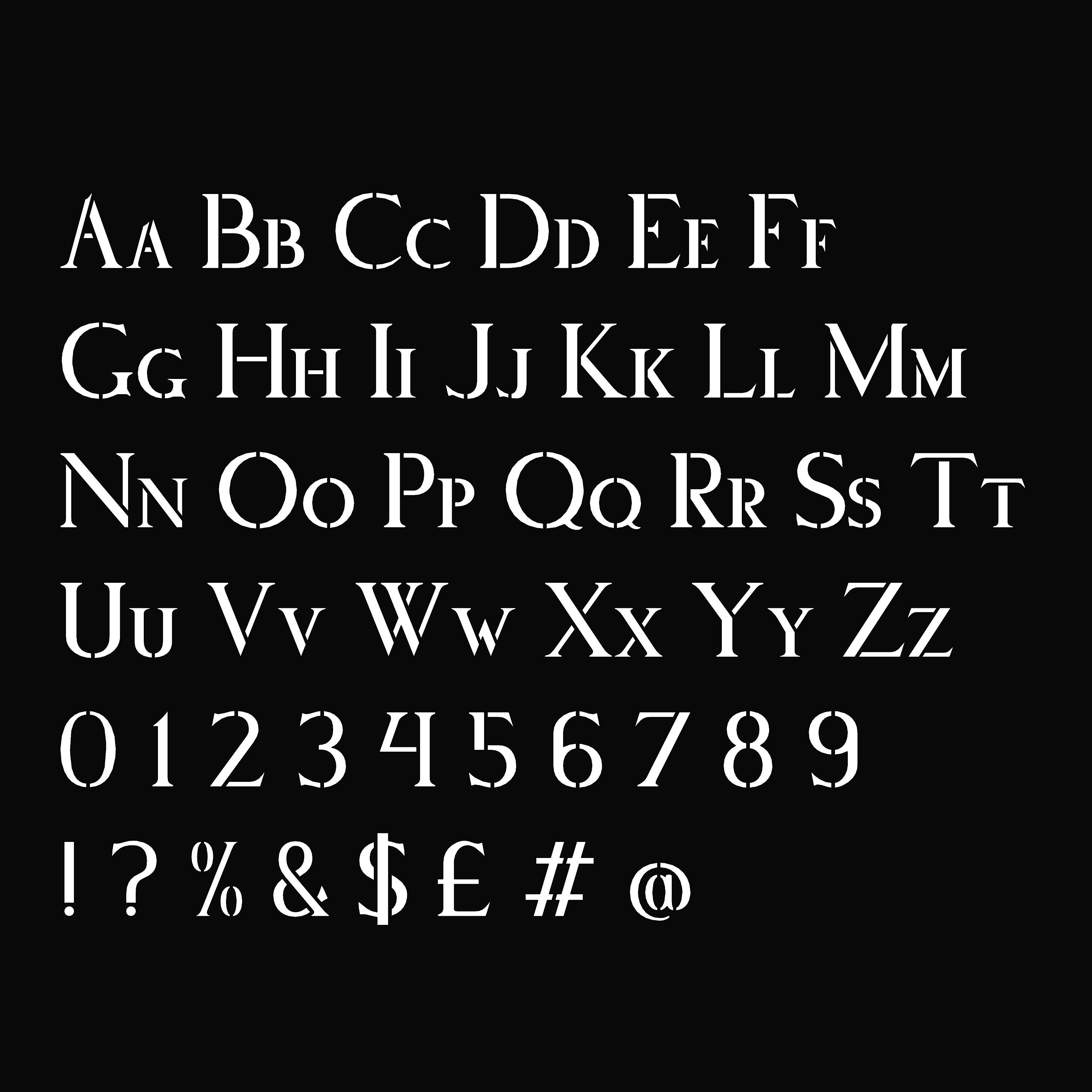 Stencil Alphabet Letters and Numbers Dxf Svg File / Dxf Font Files for ...