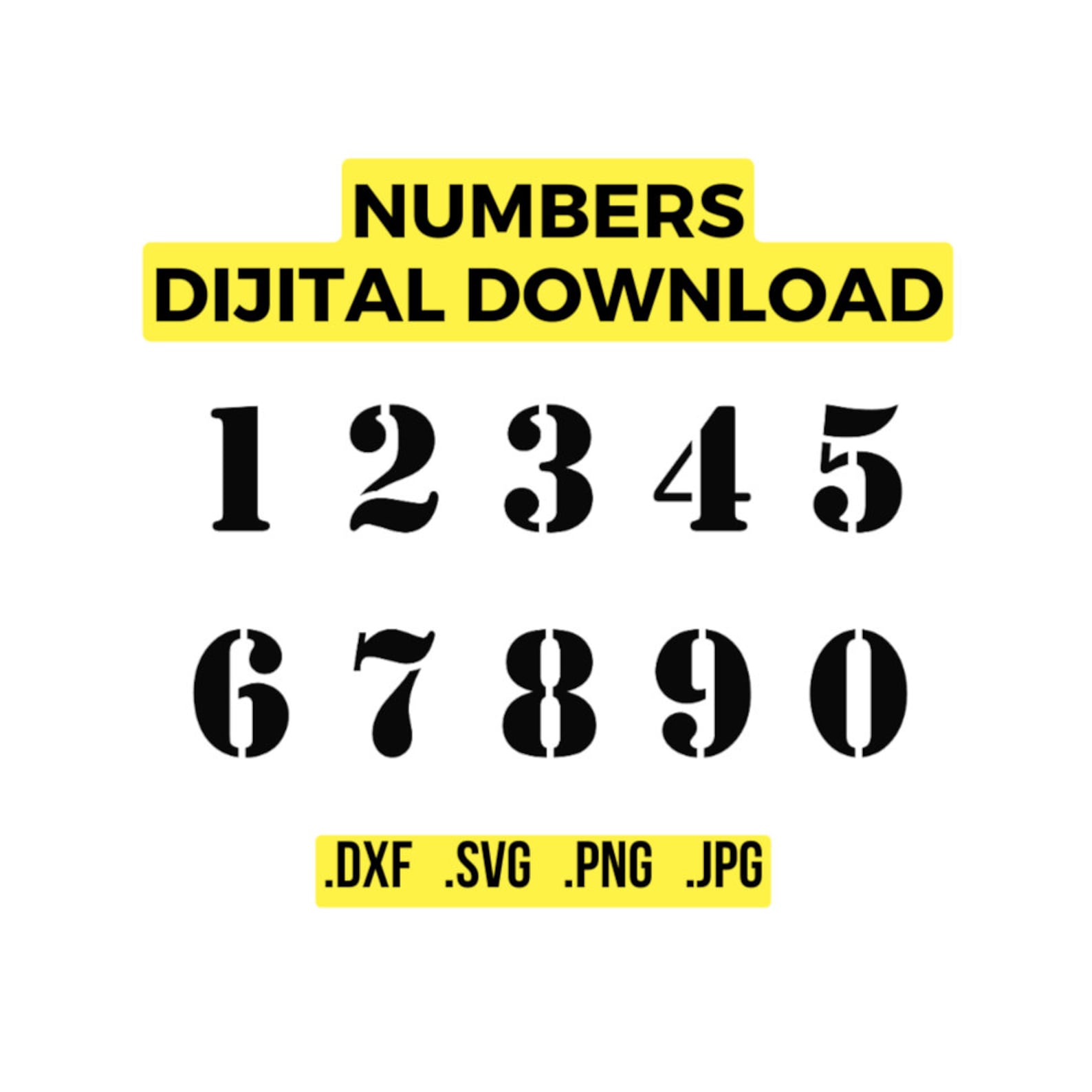 Numbers Dxf Svg Jpg Png Files / Laser Cut Ready Numbers / Plasma Cut ...