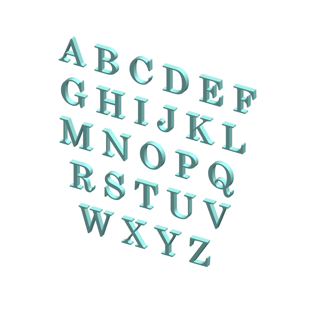 3D Alphabet Letters Stl Files for 3D Printing / 3D Print Font Stl Files ...