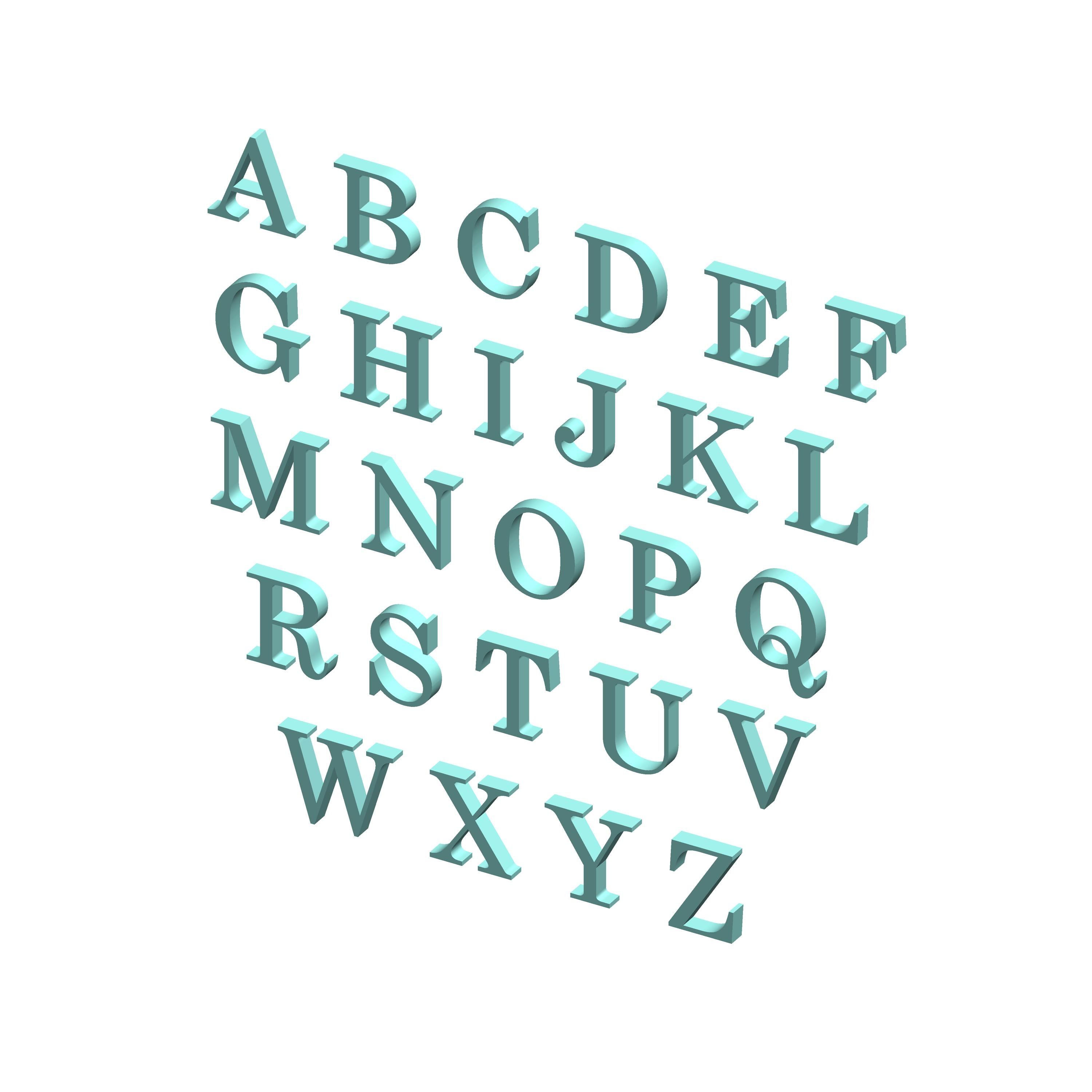 3D Alphabet Letters Stl Files for 3D Printing / 3D Print Font Stl Files ...