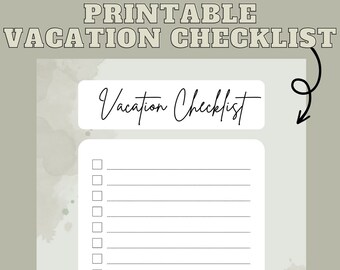 Printable Travel Packing Checklist Vacation Checklist - Etsy