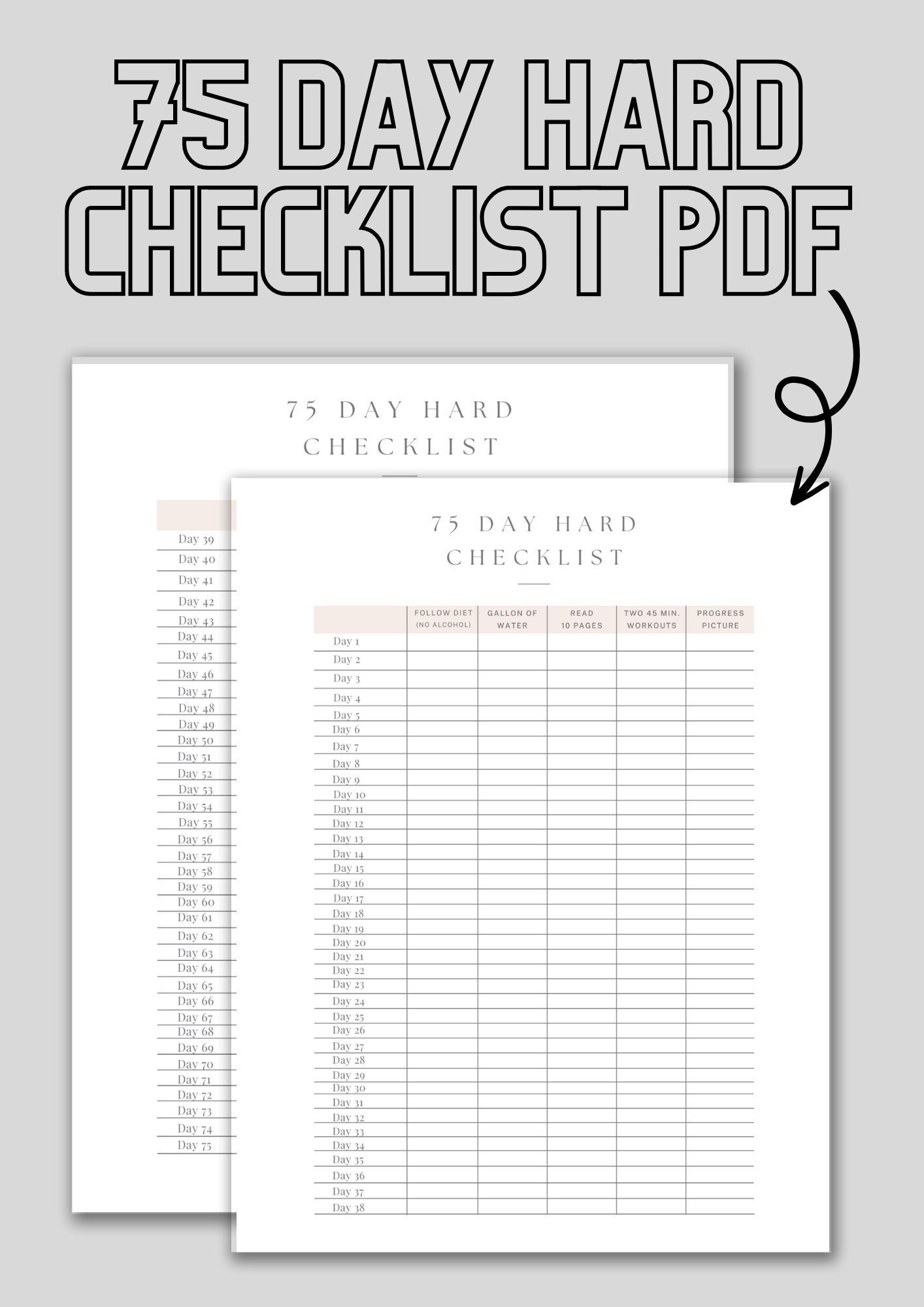 75 Day Hard Checklist - Etsy
