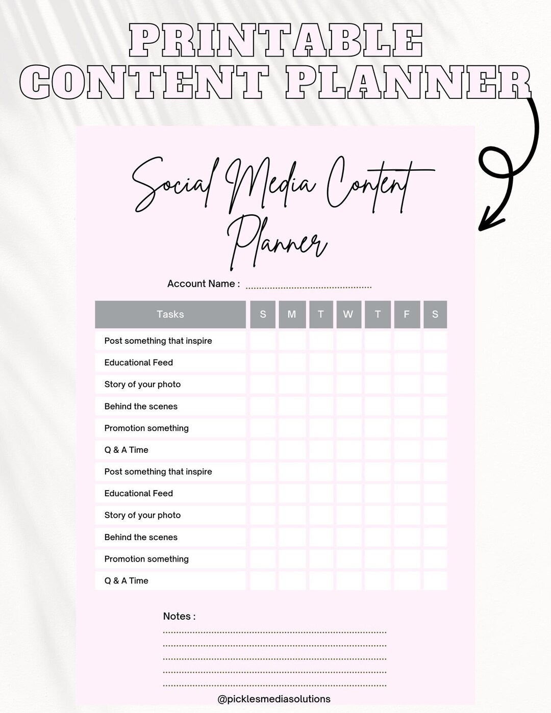Printable Content Planner - Etsy