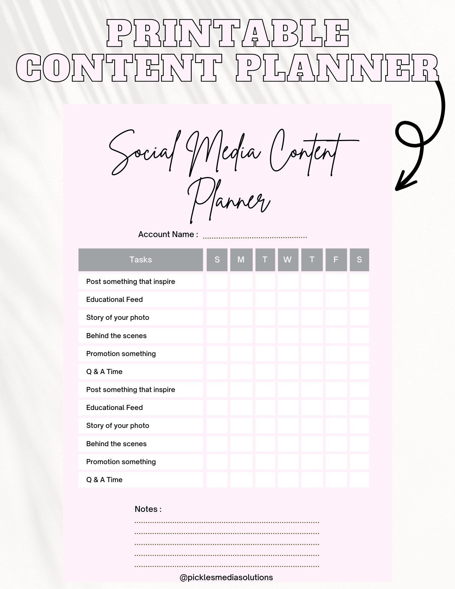 Printable Content Planner - Etsy