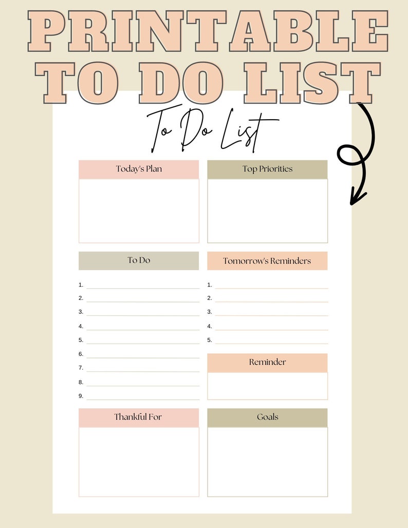 Printable to Do List - Etsy