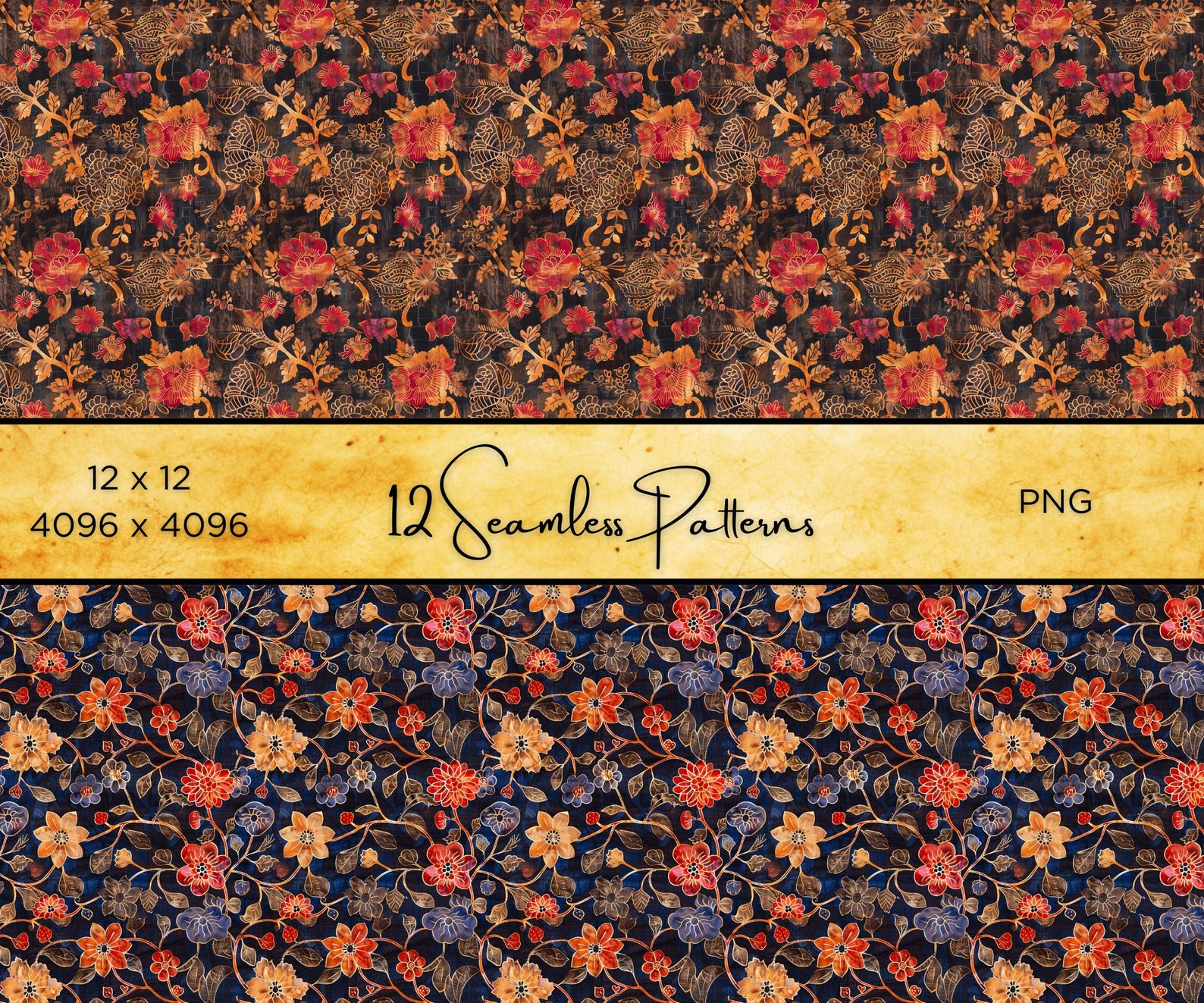Southeast Asian Batik Pattern Pack: Floral & Geometric PNG (digital ...
