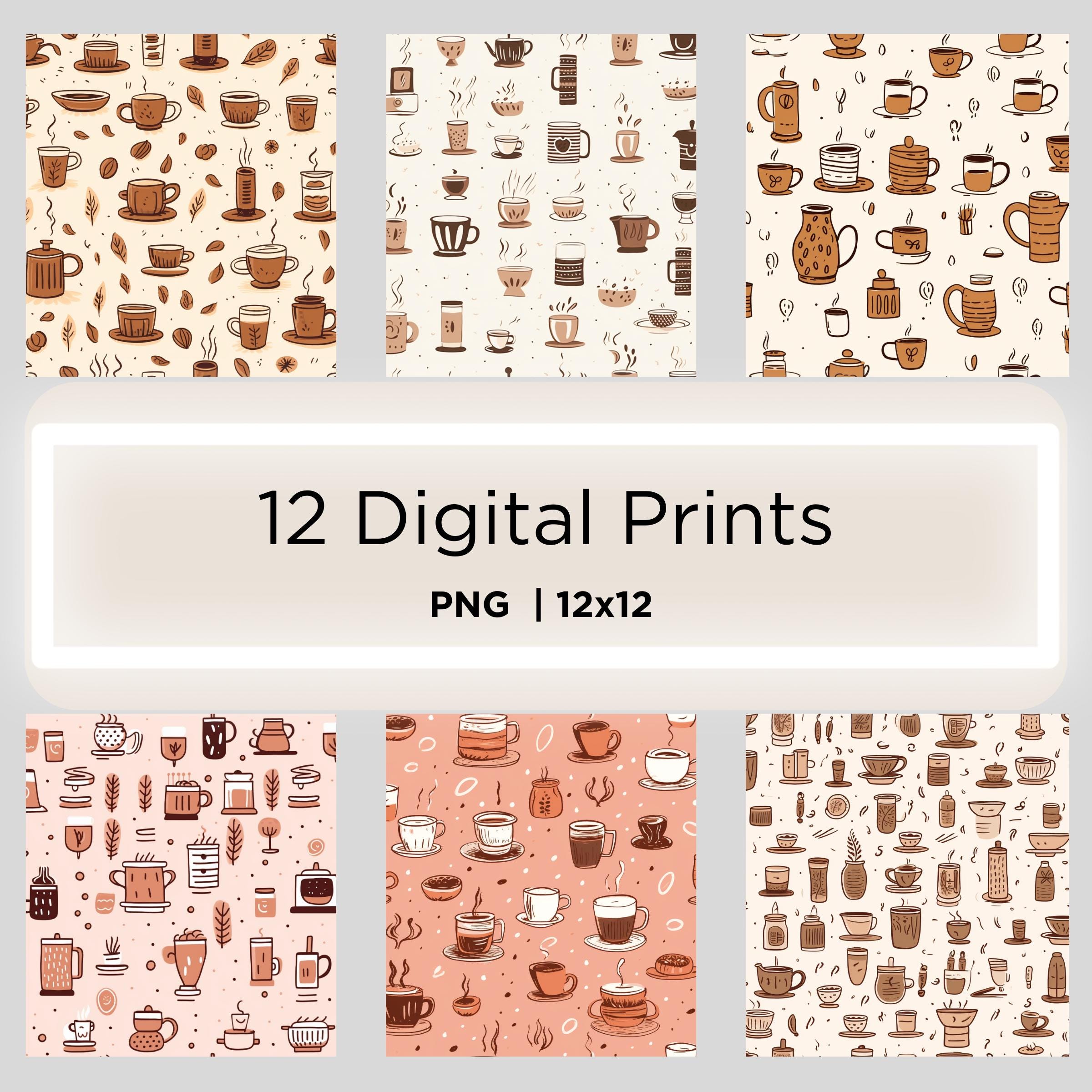 Coffee Doodle Patterns: Cozy Cafe PNG (digital Download) - Etsy