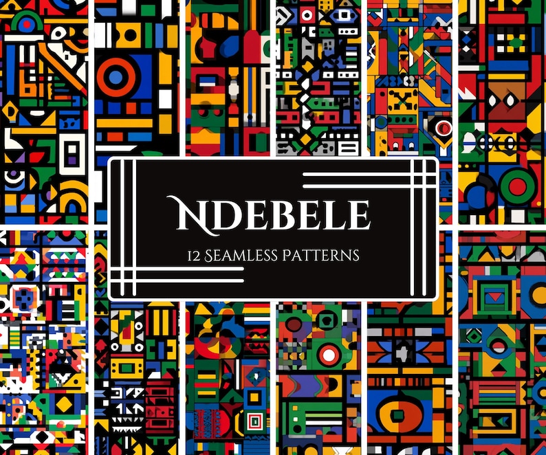 Ndebele Pattern Pack – 12 African Geometric Seamless Patterns in PNG ...
