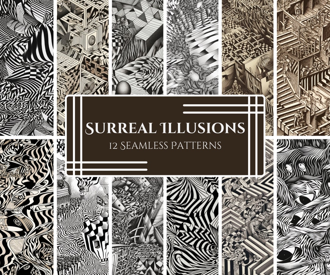 Surreal Illusions: 12 Seamless Digital Patterns Inspired by Escher and ...