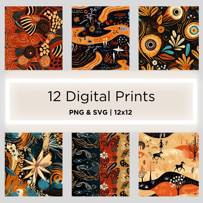 Fulani Voyage Floral & Tribal Pattern Pack - Earthy Tones Digital Paper ...
