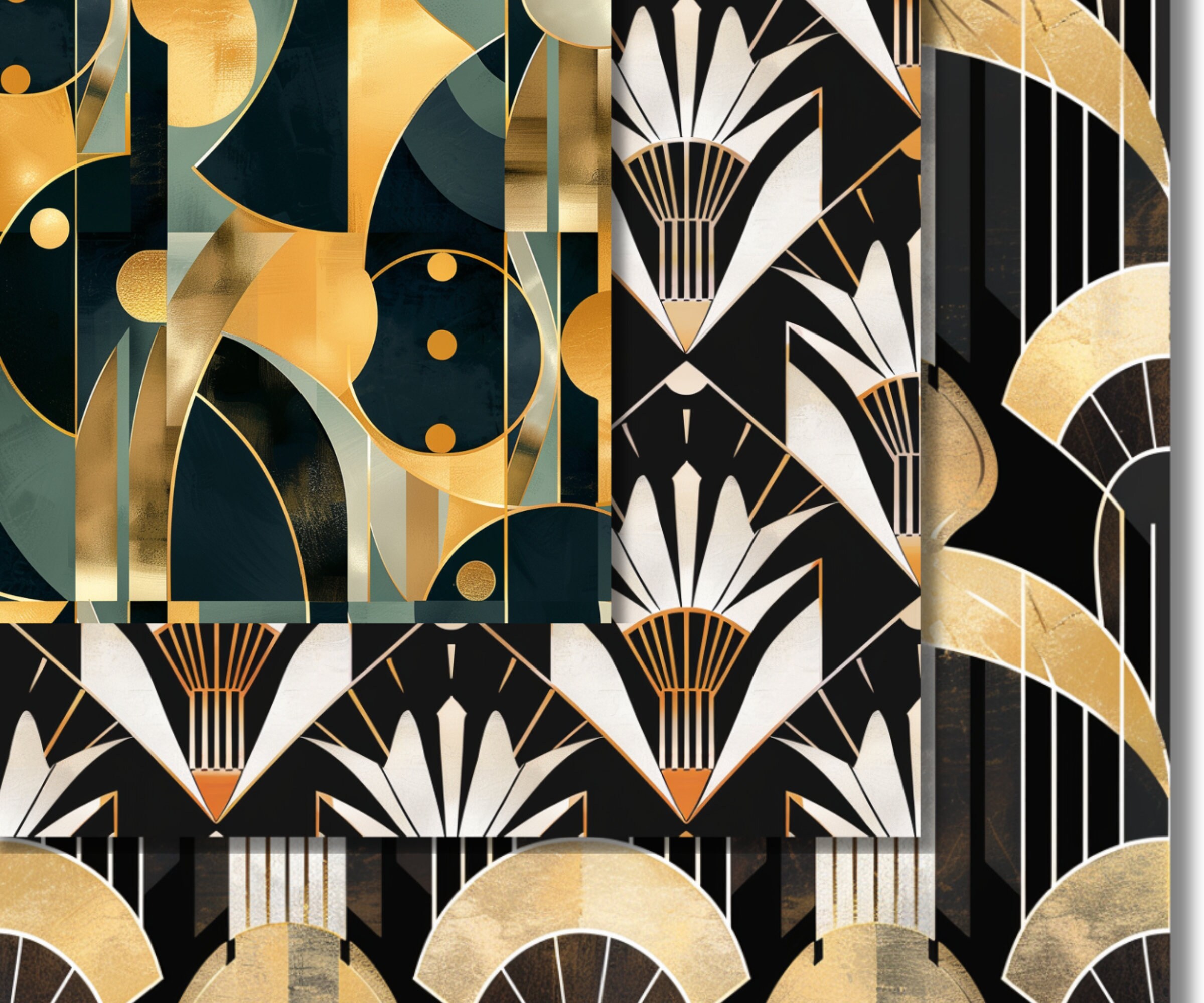 Metallic Deco Pattern Pack - 1920s-1930s Art Deco, Bold Geometric ...