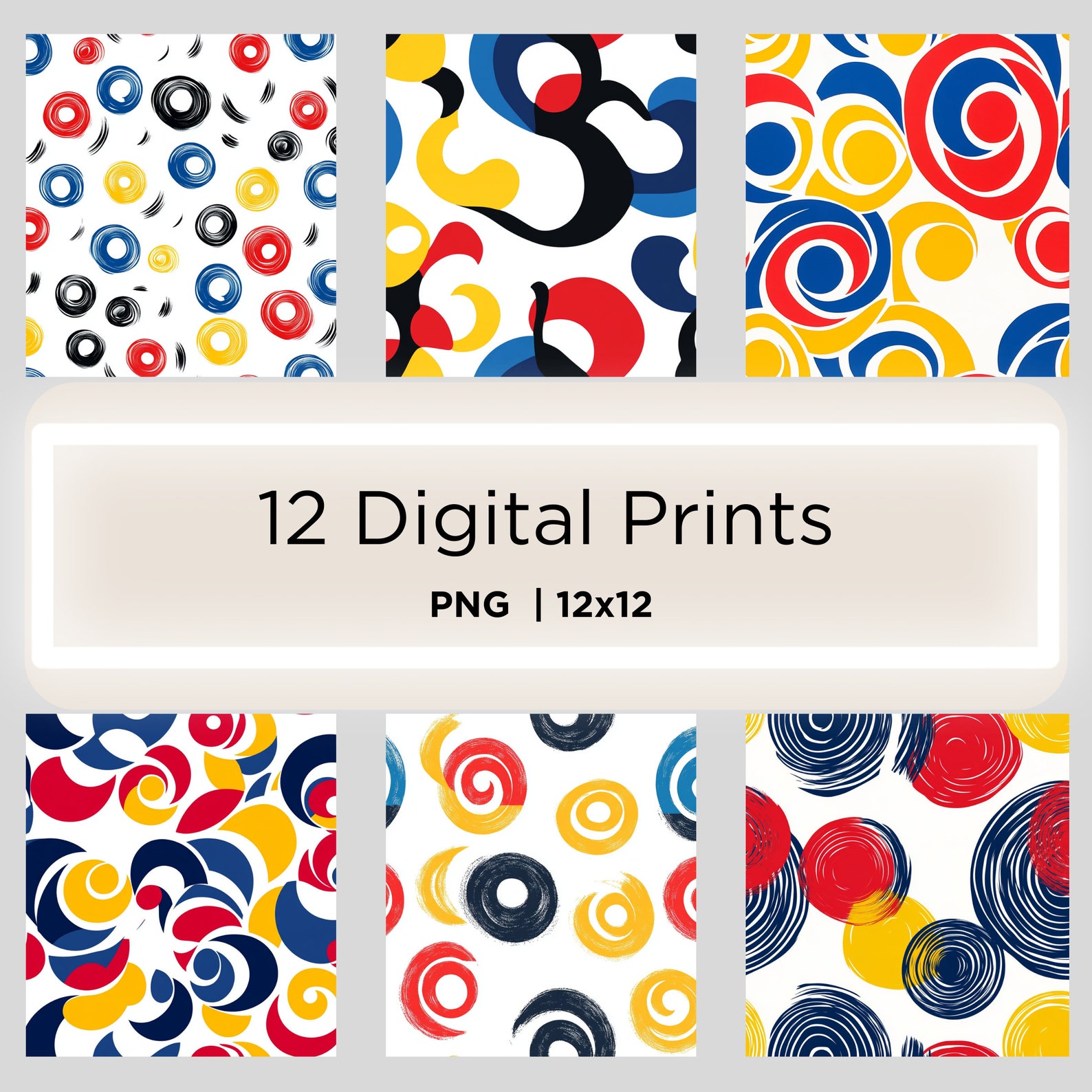 Tricolor Sam-taegeuk Pattern Pack | Swirling Red, Blue, Yellow Circular ...