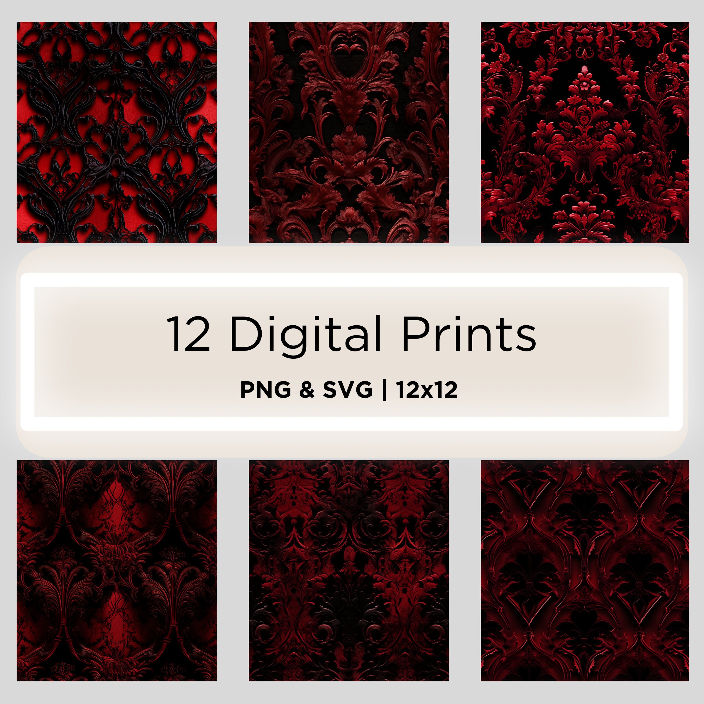 Victorian Gothic Lace Digital Patterns - Luxurious Red and Black Velvet ...