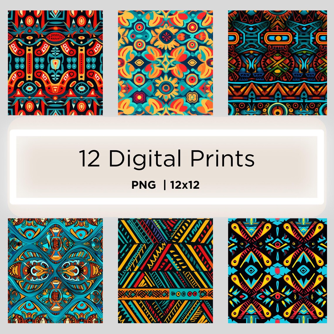 Tribal Fusion Pattern Pack: Bold Ethnic Designs (PNG Digital Art) - Etsy